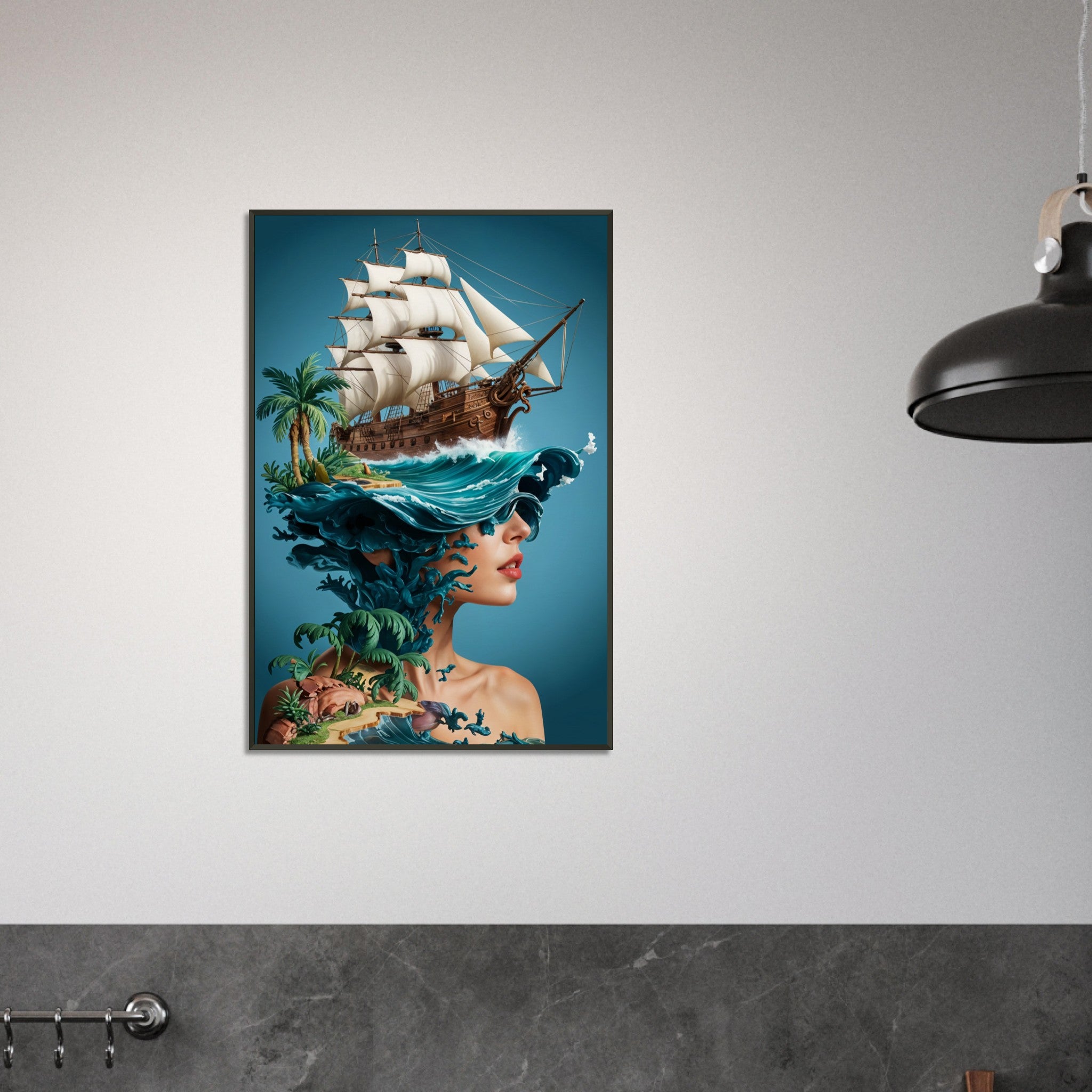 Wave of Imagination - Nautical Fantasy Art - Metal Framed Poster ...