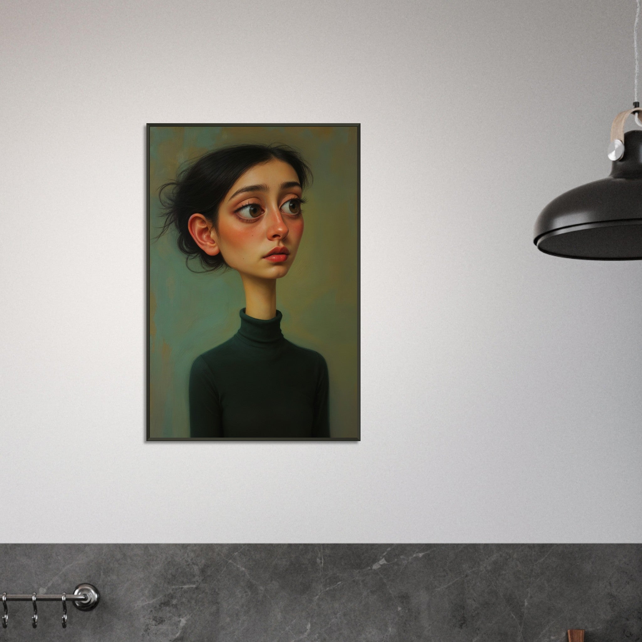 The Longing Look - Whimsical Portrait Art - Metal Framed Poster – Giftomory