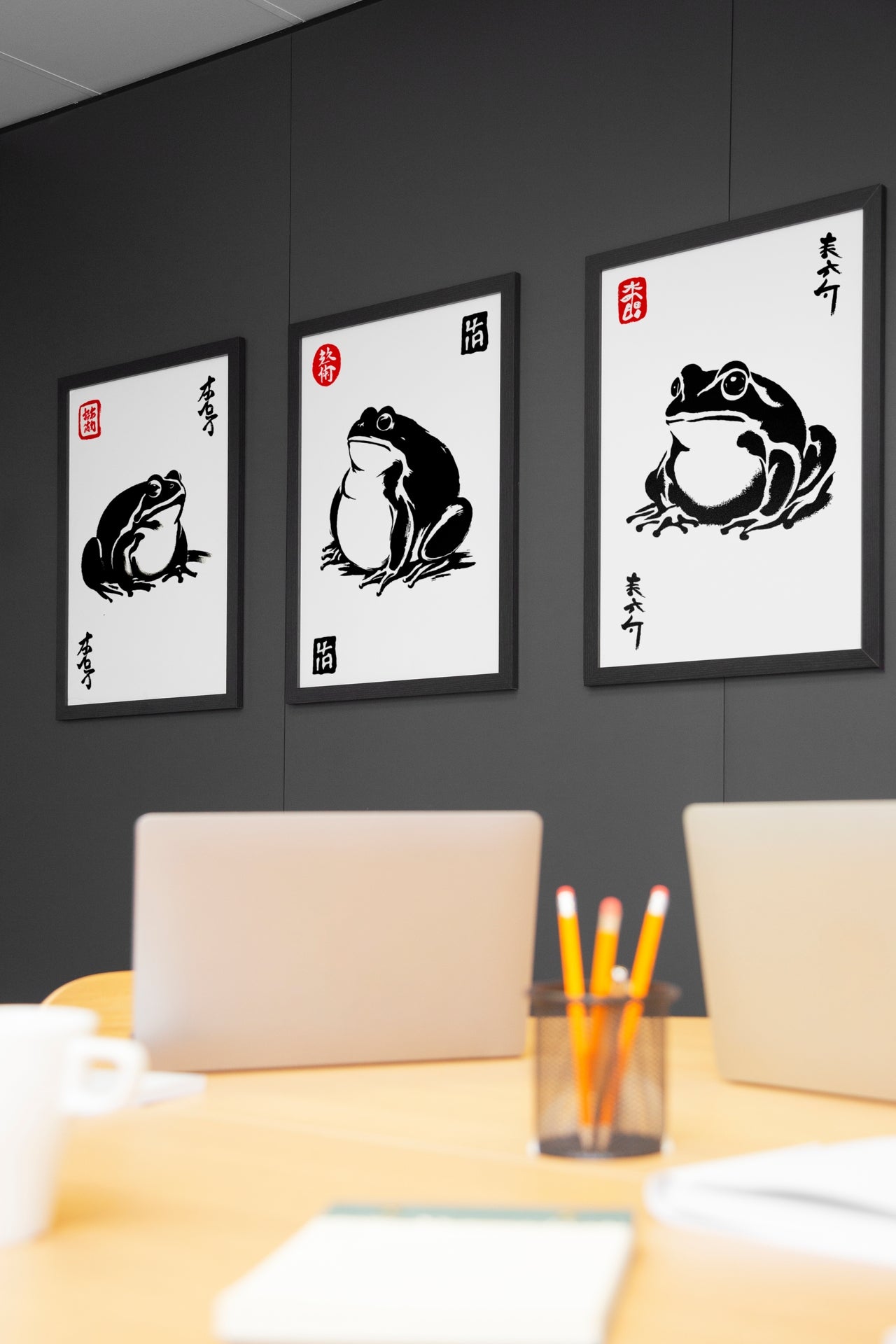 Zen Frog Serenity - Premium Wood and Metal Frame Poster – Giftomory